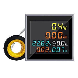 KETOTEK AC Current Voltage Amperage 6in1 Power Energy Monitor LCD Digital Display Voltmeter Ammeter AC 50.0-300.0V 100A Mini Multimeter Volt Amp Watt Meter with Current Transformer CT