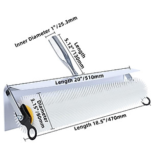 YaeTek Spiked Screeding Compound Roller, 19"x 1" Inch Remove Bubble Smooth Level Screed Surface Flooring Latex Self Levelling Spiked Compound Screed Floor Roller