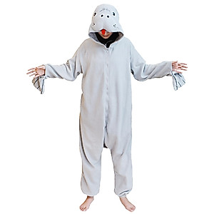 LZBXBXDA Unisex Adult Manatee Onesie One Piece Pajamas Animal Plush Halloween Christmas Costume Homewear Sleepwear for Women men