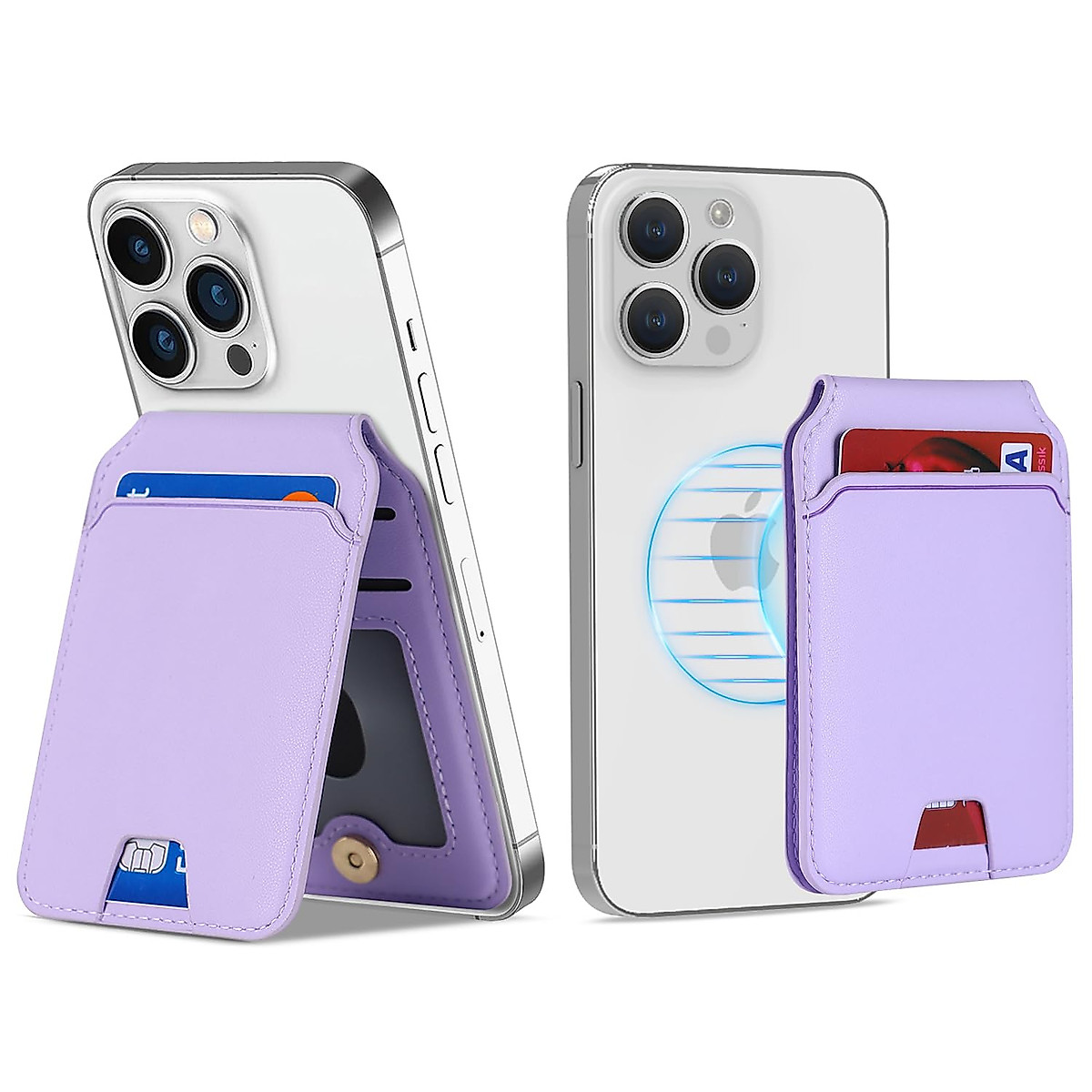Cavor Magsafe Wallet for Apple Wallet Magsafe Magnetic Phone Magsafe Wallet 14 Pro Max/14 Pro/15/14 Plus/13/12 MagSafe Card Holder,Phone Wallet,Phone Case Credit for iPhone 15/13/12,Purple