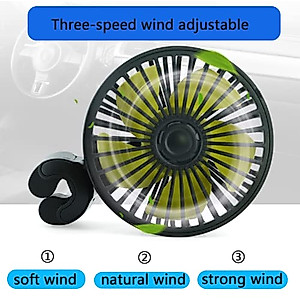 Kwak's Car Fan for Backseat,USB Baby Pet Car Seat Rear Seat Headrest Fan 3 Speed Vehicle Clip Fan with 5 Piece Fan Blades for Car Truck Van