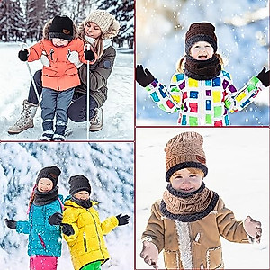 Liitrsh 24 Pcs Kids Winter Hat Scarf Glove Earmuffs Set Knitted Beanie Caps Gloves Mittens Earflaps for Boy Girl 2-8 Years(Multicolor)