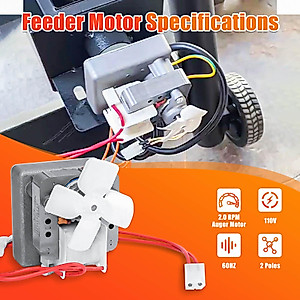 Upgraded Auger Motor Replacement for Traeger, Pit Boss Wood Pellet Grills, Pellet Grill Replacement Parts, Auger Drive Motor Kit for Camp Chef and Z Grills, 2.0 RPM, 110V, 60Hz, 2 Pole