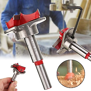 SagaSave 35mm Adjustable Forstner Drill Bits Hole Saw Cutter, High Speed Wood Hole Saw Auger Opener for Wood Woodworking Hinge Hole Drilling Boring Bit Cutter 1PCS