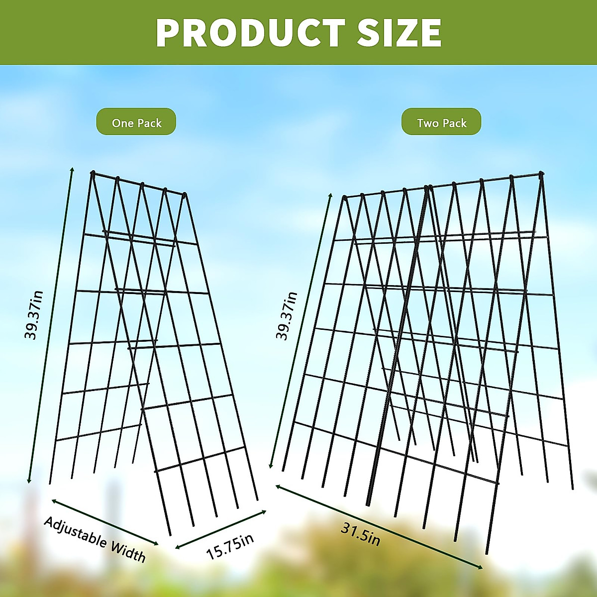 UrGROWA Cucumber Trellis 2 Pack, Foldable A-Frame Garden Trellis for Raised Bed Garden Grow Support with Plant Support Clips, Twist Ties, Plastic Ties, for Cucumber,Tomato, Climbing Plants and Flowers