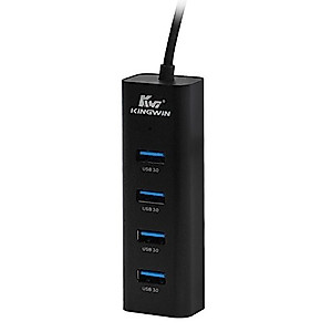 Kingwin USB Hub 4 Port USB 3.0 Data Hub Aluminum for Mobile SSD, MacBook, Mac Pro/Mini, iMac, Chromebook, Surface Pro, USB Flash Drives, Notebook PC, XPS, and More (KWZ-400-BK)