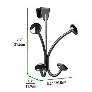 mDesign Decorative Over Door 4 Hanging Hooks, Steel Storage Organizer Rack for Coats, Hoodies, Hats, Scarves, Purses, Leashes, Bath Towels, Robes, Mens and Womens Clothing - 2 Pack - Matte Black