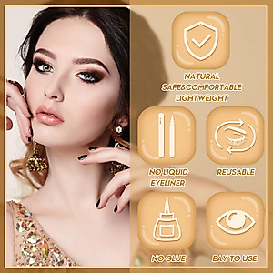 10 Pairs Reusable Self Adhesive Eyelashes No Glue or Eyeliner Needed False Lashes, Stick on Natural Eyelashes Waterproof Wispy Fluffy Self Sticking Fake Eyelashes with Tweezers for Women Gift