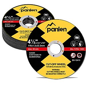 panlen 25 Pack - 4.5" 7/8" Arbor Cut Off Wheels for Metal, Premium Materials Stainless Steel Cutting Wheel, Thin Cut-Off Discs for Angle Grinder