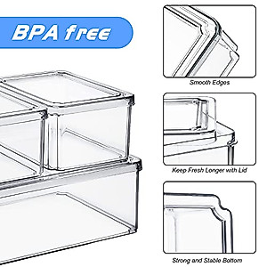 MDHAND Fridge Organizer - Refrigerator Organizer Bins, 10pcs Fridge Organizer and Storage Clear, Stackable Fridge Organizer Bins with Lid BPA Free Egg Organizer for Refrigerator