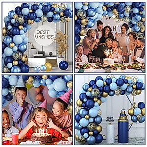 Archloon Blue Balloon Arch Kit, 134pcs Blue Balloon Garland Kit with Metallic, Macaron blue Balloons and Gold Confetti Balloons Arch Kit for Birthday, Wedding, Bridal and Baby Shower.