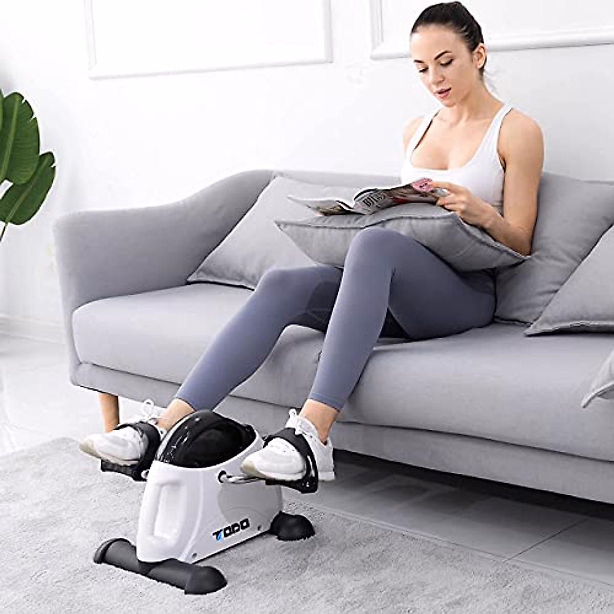Mini Exercise Bike TODO Pedal Exerciser Foot Peddler Portable Therapy Bicycle with Digital Monitor