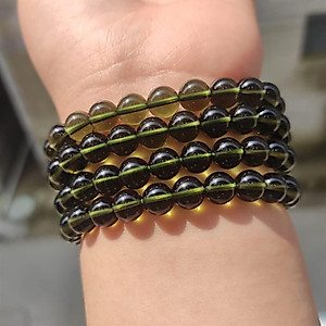 Fovgdio Natural Moldavite Green aerolites Czech Crystal Stone Raw Stone Grinding 8mm Bead Meteorite Bracelet Czech Meteorite Bracelet (Size : 1pcs)