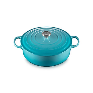 Le Creuset Enameled Cast Iron Signature Round Wide Dutch Oven, 6.75 qt., Caribbean