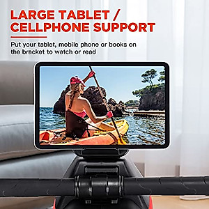 Winfita Magnetic Rower Machine, Foldable Rowing Machine for Home Use with 16 Levels of Quiet Magnetic Resistance, LCD Monitor, Tablet Holder, Oversize Seat Cushion, App Supported