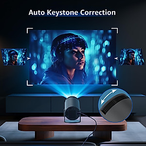 aubor Mini Projector with Android TV 11.0, Support 1080P Smart Portable Projector with 5G WiFi and Bluetooth, 10000 Lumen，Auto Keystone Correction, Premium 360 Sound, 40"-130" Screen Video Projector