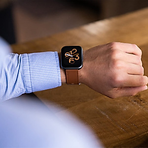 WYZE Watch Replacement Leather Bands Compatible Smart Watch 47mm, 47mm C, 44mm, Quick Release Genuine Leather Watch Strap for Women and Men, Classic Brown