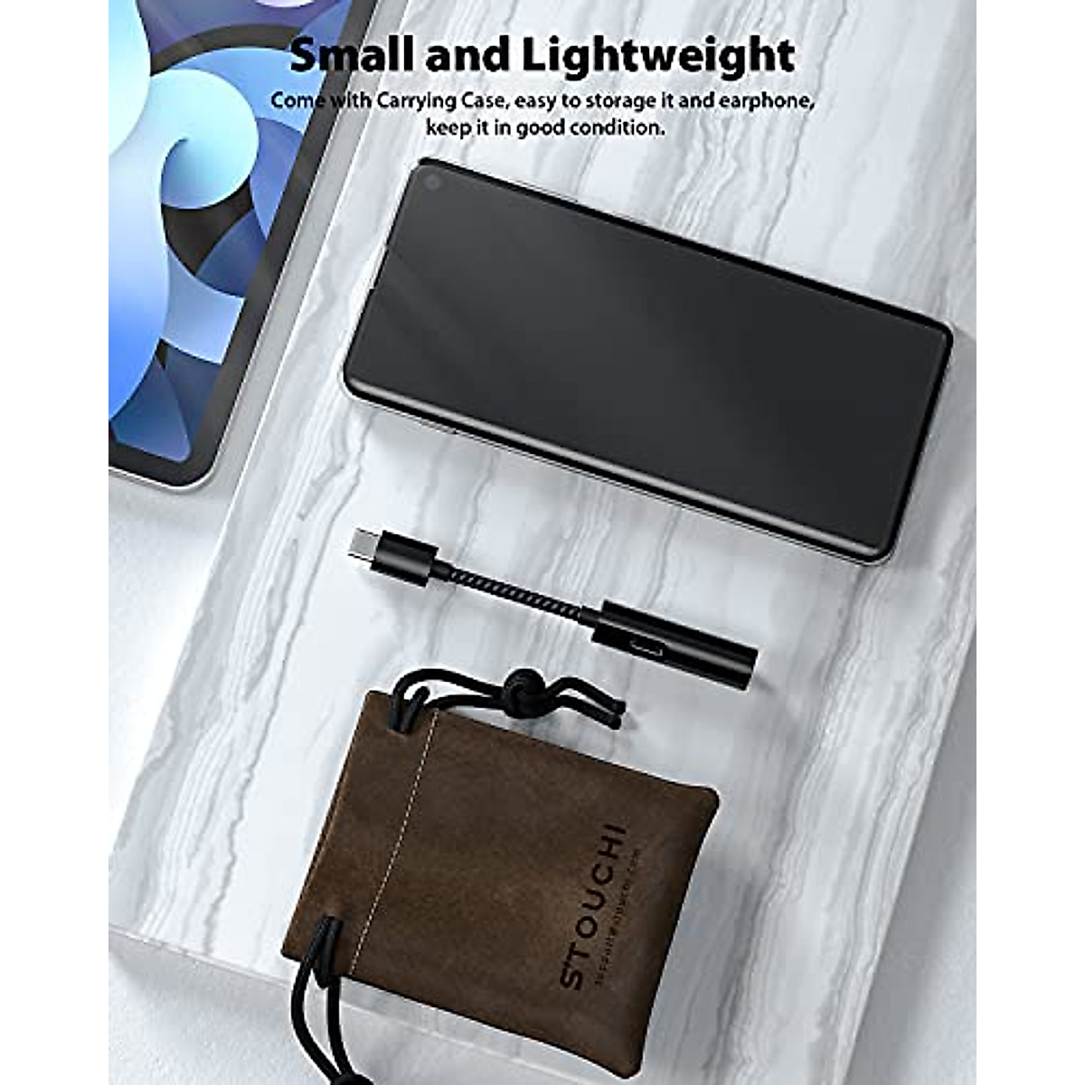 USB C Headphone and Charger Adapter, 2 in 1 Stouchi 32bit 384khz USB Type C to 3.5mm Audio Jack with PD 30W Fast Charging Converter for Stereo, Aux, Earphones Compatible with Galaxy S20/S21 Note 20/10