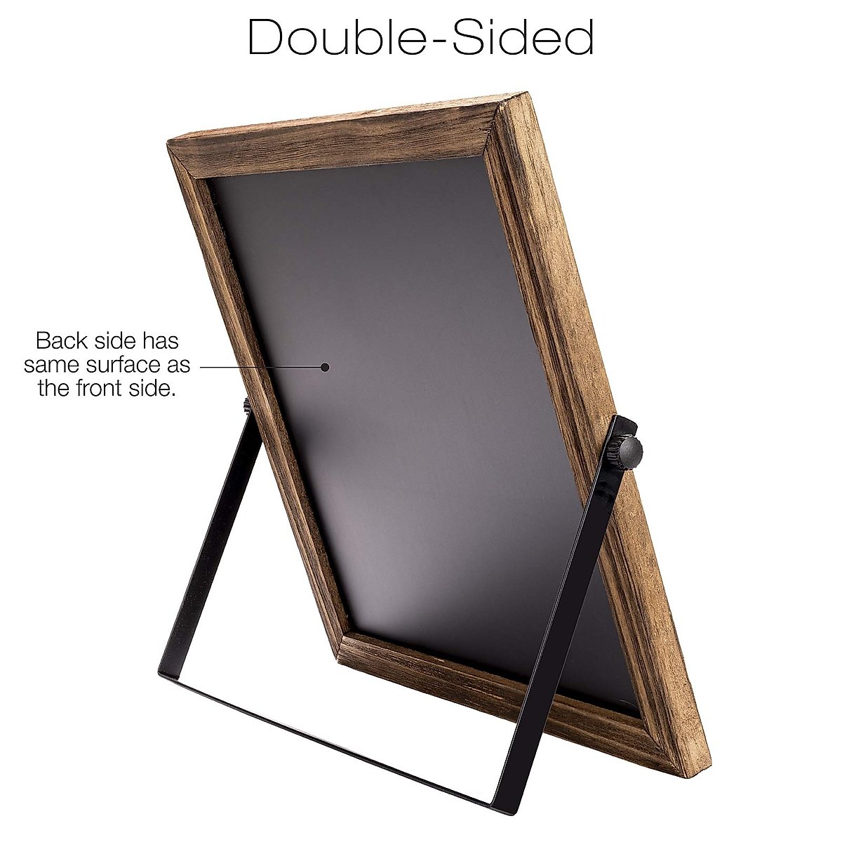 Excello Global Products Rustic Chalkboard Sign Wooden Frame with Adjustable Stand Menu Message Board Double Sided Display Magnetic Surface Reversible 11 x 11 Inches