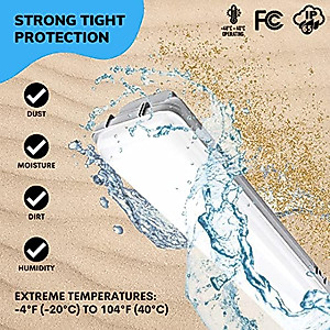 JACS 24W LED Vapor Tight Light Fixture, 4ft Vapor Proof LED Light - 80W Equivalent, 5000k, 3432LM - Ideal Garage Light, Shop Light, Outdoor Light Fixture, 6 Pack