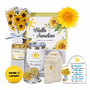 Christmas Gifts for Women Birthday Gifts for Her, Sunflower Gift Sending Sunshine, Get Well Soon Gifts Basket for Women, Inspirational Gift for Best Friend Sister Mom, Unique Gifts for Thinking of You