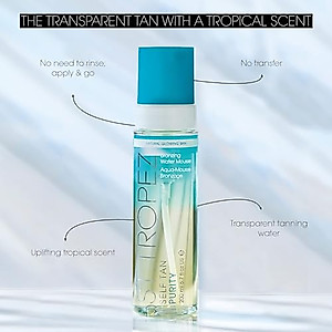 St.TropezZ Self Tan Purity Mini Kit, Travel Size, Bronzing Water Mousse 1.69 Fl Oz, Tanning Water Face Mist 0.47 Fl Oz and Applicator Mitt, Vegan, Natural & Cruelty Free