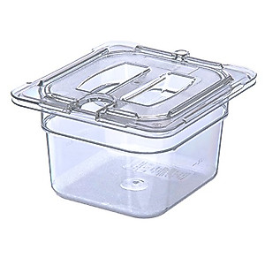Carlisle FoodService Products 10311U07 Polypropylene Universal Handled Notched Lid, 6-7/8" Length x 6.31" Width x 7/8" Height, Clear, For TopNotch One-Sixth Size Food Pans (Case of 6)