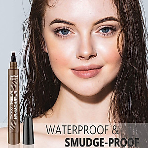 Eyebrow Pen - iMethod Upgrade Eyebrow TattooPen, Eyebrow Makeup, Long Lasting, Waterproof and Smudge-proof, Light Brown