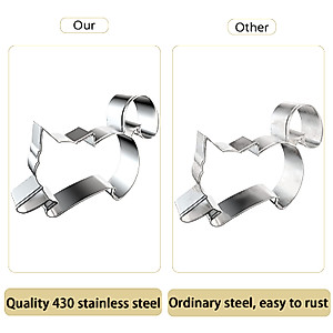 9 PCS Cat Cookie Cutters Set, Assorted Cat Shape Metal Cookie Cutters, Cat Face, Cat Butt, Cat Paw Cookie Cutters Molds for Baking Cat Party Supplies, Silver