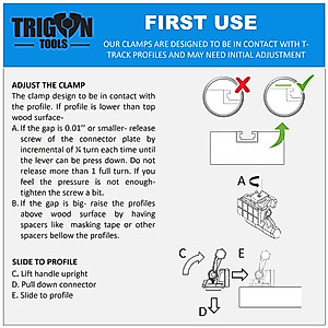 T-Track Clamps for woodworking, T Track accessories, for T-Track Profile (3/4’’ * 3/8’’) | Stop Blocks | Inline Auto Adjust Quick Release Woodworking Clamps, for Routers, Drill press, Table saws, 4pc