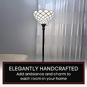Amora Upright Tiffany Floor Lamp - 72” Pearl Stained Glass Floor Lamp