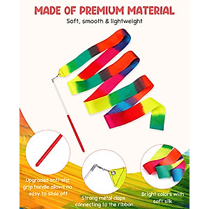 JoyCat 12 Pack Dance Ribbon Party Favors for Kids,Rainbow Birthday Decorations,Unicorn Princess Fairy Party Supplies,Girls Party Games,Gymnastics Goody Bag Stuffers