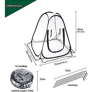 porayhut Pop Up Greenhouse Cover ,Pack of 2 Pcs,Flower House Mini Gardening Plant Flower Sunshine Room Room,Backyard PVC Greenhouse Cover for Cold Frost Protector Gardening Plants