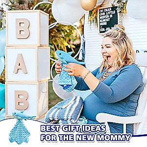 Shark Security Blanket Soft Loveys for Babies Boy Minky Dot Snuggle Plush Lovie Blue Stuffed Ocean Animal Sleeping Blanket Newborn Nursery Unisex Blankie 15 Inch