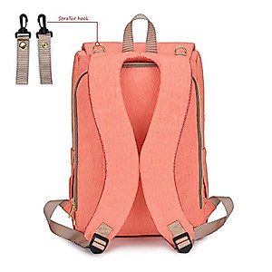 Qimiaobaby Diaper Bag Backpack, Multifunctional Large-Capacity Diaper Storage Bag (Pink)