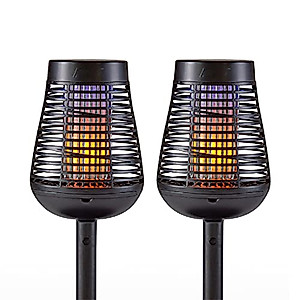PIC Solar Insect Killer Torch (DFST), Bug Zapper and Flame Accent Light, Kills Bugs on Contact - Twin Pack