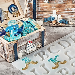 ISSEVE 164Pcs Obverse Alphabet Resin Molds Kit, Silicone Molds for Resin Casting DIY, Letter & Ornament Epoxy Molds Resin Keychain Making Set with 1 Hand Drill 2 Drill Bits 160Pcs Keychain Supplies