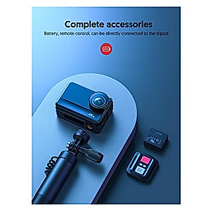 KOVOSCJ Sports Action Camera Action Camera 4K 60FPS 8M Bare Machine Waterproof 20MP Touch Screen EIS Remote Control with 1350mAh Batteries for Vlog Recording
