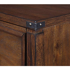 OSP Home Furnishings Baton Rouge 2 Drawer File Cabinet with Rustic Design and Metal Accents, Brushed Walnut