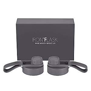 IRON °FLASK Spout Lid 2.0 for Wide Mouth, Insulated Sports Water Bottles fit only Bottles, Canteen Standard, Chug Lid, BPA Free 2 Lids (Graphite)