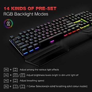 Havit Mechanical Keyboard and Mouse Combo RGB Gaming 104 Keys Blue Switches Wired USB Keyboards with Detachable Wrist Rest, Programmable Mouse, RGB Large Gaming Mouse Pad for PC Gamer Computer Desktop