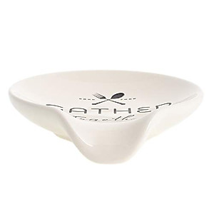 DEMDACO Gather Together Good Food 4.5 x 4 Glossy White Ceramic Stoneware Kitchen Spoon Rest