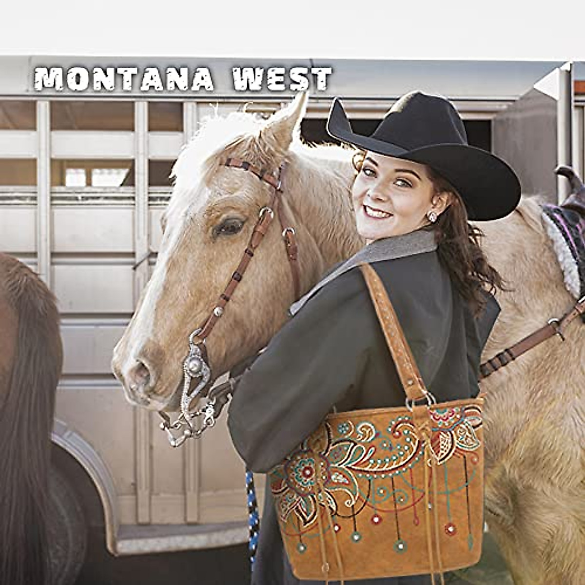 Montana West Leather Concealed Carry Tote Bag Western Style Shoulder Bag Handbag and Purse for Women ABZ-G016WCF