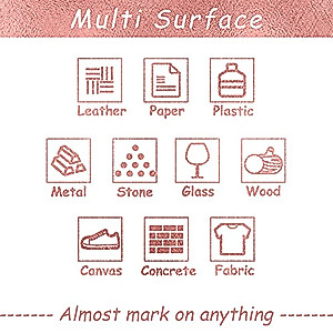 JEFFNIUB Rose Gold Paint Pens,Acrylic Paint Markers for Rocks Painting, Fabric,Wood,Glass,Ceramic,Canvas,Scrapbooking,Card Making Supplies, Metallic Acrylic Marker Set