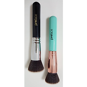 Mypreface Synthetic Blush and Bronzer Brush - Angled Kabuki Makeup Brush: Premium Foundation Brush Perfect for Face Contouring and Highlighting with Creams and Powders (Black)