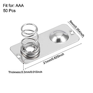 uxcell 50 Pcs AAA Battery Positive to Negative Conversion Spring Contact Nickeling Plate 21mmx9mmx0.3mm
