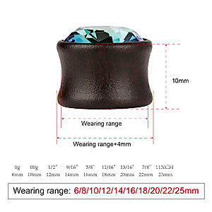 TBOSEN 5 Pairs Set Gauges Wood Tunnels Earrings Zircon Stone Body Jewelry Stretching Tapers Expanders Wooden Ear Plugs