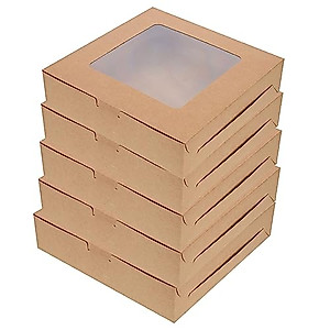 Anneome 5pcs Boxes Boxes Window Cake Box Cupcakes Containers Kraft Cookie Boxes Cupcake Boxes Mini Cake Boxes Muffin Cake Box Muffin Containers Cookie Boxes with Window Baking Case Brown
