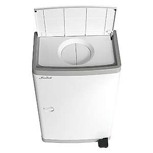 Janibell M400DS ABS 13-Gallon Commercial Diaper Disposal System with Extra Odor Control, Foot Pedal, Rectangular, 15-3/4" Width x 11-69/100" Depth x 25-1/5" Height, White / Gray