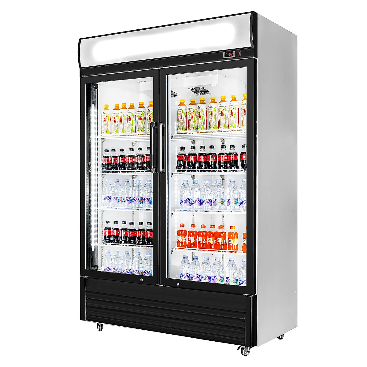 EMKK 51" 2 Refrigerator Beverage Swing Upright Commercial Display Large Capacity Glass Door Merchandiser Cooler, one size, Black